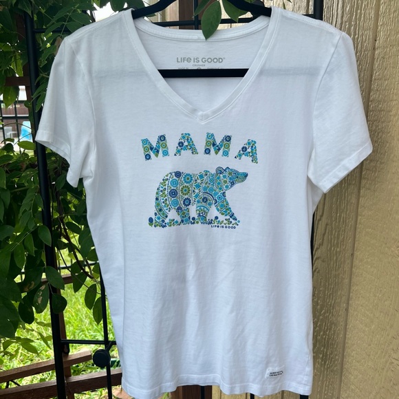 Life Is Good | Tops | Life Is Good Mama Bear White Tshirt With Blue ...